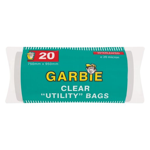 Garbie Clear Utility Bags 750mm x 950mm 20 Pack | PnP