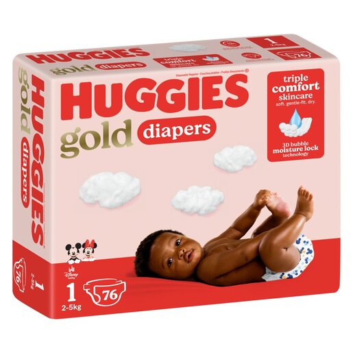 Huggies Gold Size 1 Value Pack, 76 Nappies | PnP