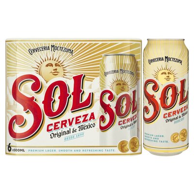 Sol Premium Lager Beer Cans 6 x 500ml | PnP
