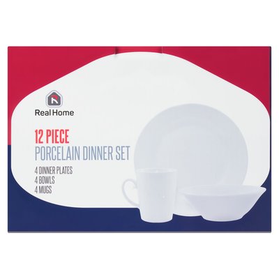 Real Home White 12 Piece Porcelain Dinner Set | PnP