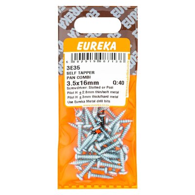 Eureka Self Tapper Pan Combi 3.5x16mm 40 Pack | Smart Price Specials ...