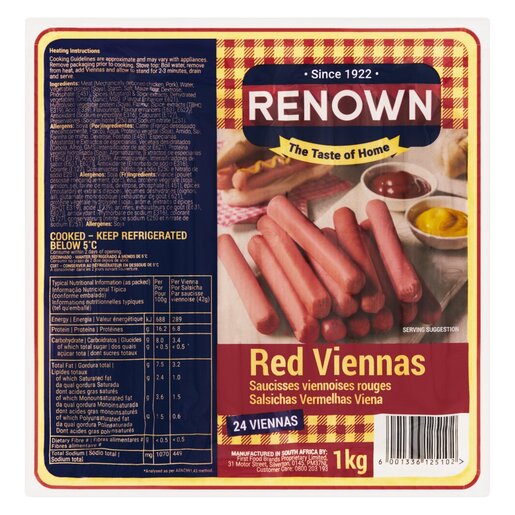 Renown Red Viennas 1kg | Smart Price Specials | PnP Home