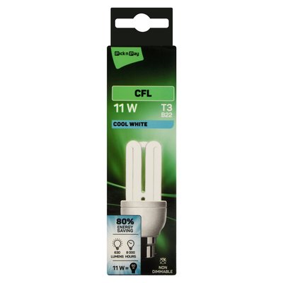 PnP 11w Bayonet Cap Cool White CFL Clip In Light Bulb | PnP