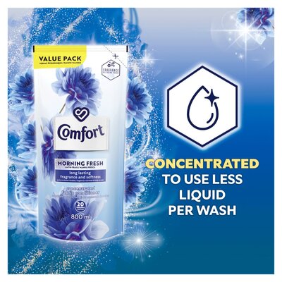 Comfort Morning Fresh Concentrated Laundry Fabric Softener Refill 800ml ...