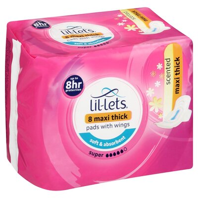 Lil-lets Scented Maxi Thick Pads With Wings 8 Pack | PnP