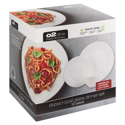 O2 Ribbed Opal Dinner Set 12 Pack | PnP