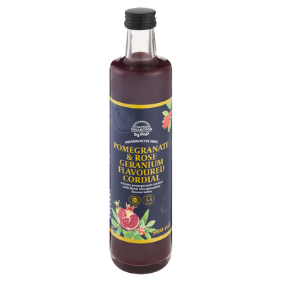 Crafted Collection Pomegranate & Rose Geranium Cordial 500ml | PnP