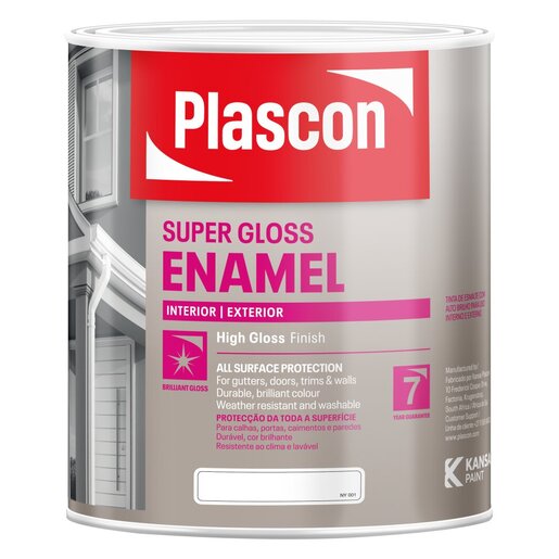 Plascon Interior & Exterior Super Gloss Enamel Black Paint 500ml ...