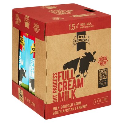 First Choice UHT Full Cream Millk 6 x 1.5L | PnP