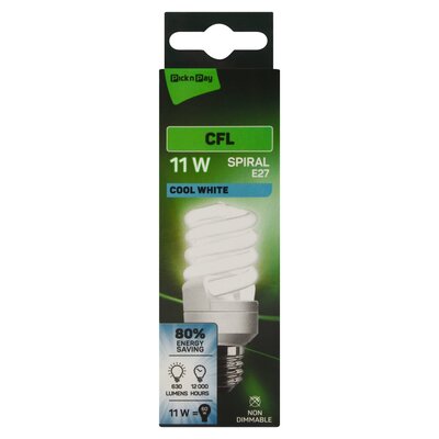 PnP 11w Bayonet Cap Cool White CFL Clip In Light Bulb | PnP