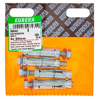 Eureka Expansion Bolt 8 x 60mm 4 Pack | PnP