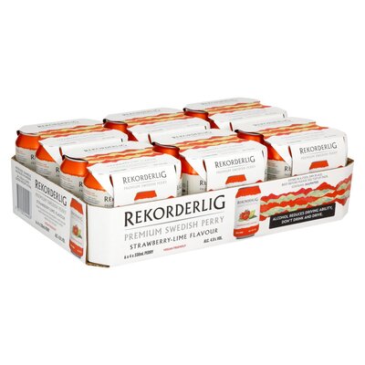 Rekorderling Strawberry-Lime Flavour Premium Swedish Perry Cans 24 x ...