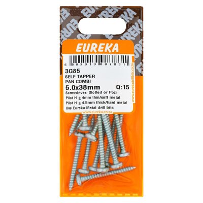 Eureka Self Tapper Pan Combi 5.0x38mm 15 Pack | Smart Price Specials ...