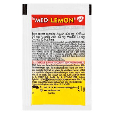 Med-lemon Menthol Hot Medication for Colds & Flu 18 Pack | PnP