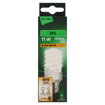 PnP 11w Bayonet Cap Cool White CFL Clip In Light Bulb | PnP