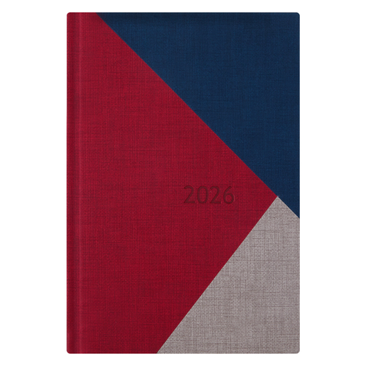 Donau 2026 A5 3 Tone Linen Geometric Red Diary | Smart Price Specials ...