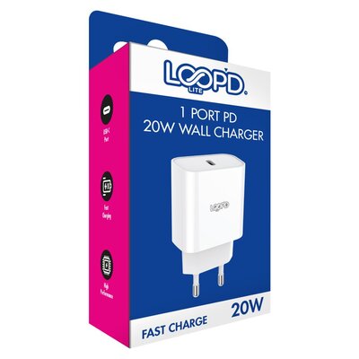 Loopd White 1 Port 20W Wall Charger | PnP