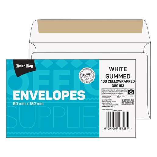 PnP Stick Easi Envelopes 100 Pack | PnP