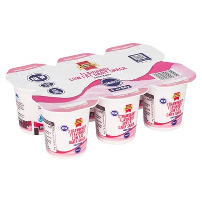 First Choice Low Fat Strawberry Flavoured Dairy Snack Yoghurt 6 x 100g ...