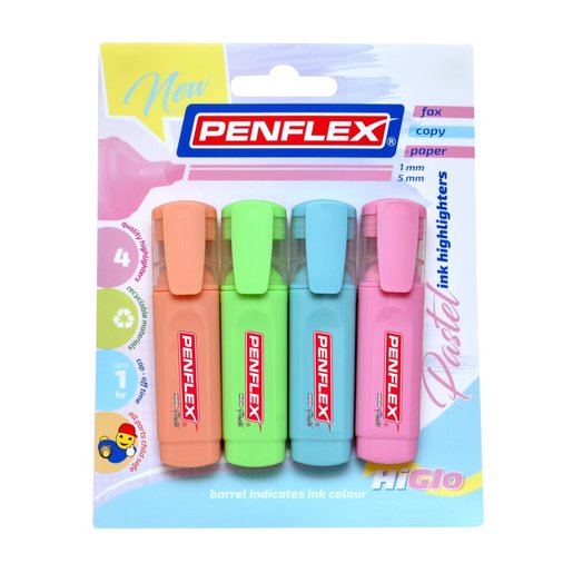 Penflex Higlo Pastel Assorted 4 Pack | PnP