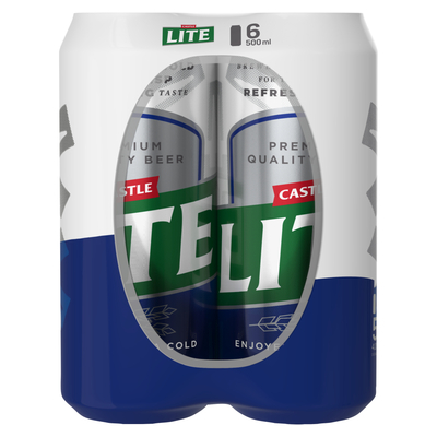 Castle Lite Premium Lager Beer 6 x 500ml | PnP
