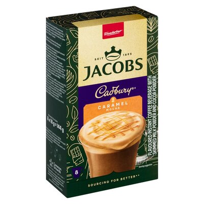 Jacobs Cadbury Instant Caramel Mocha Flavoured Cappuccino 8 x 18g ...