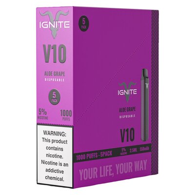 Ignite Aloe Grape V10 5% Disposable Vape 1000 Puffs | PnP