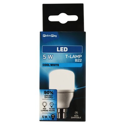 PnP 5w Bayonet Cap LED Cool White Emergency Rechargeable Light Bulb ...