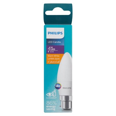 Philips 4-30W BC LED Candle Warm White | PnP