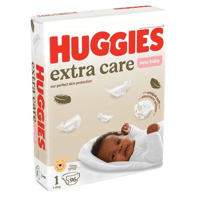 Huggies Extra Care Size1 New Baby 96 Nappies (Up to 6kg) Jumbo Pack | PnP