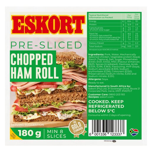 Eskort Chopped Ham Roll Slices 180g | PnP
