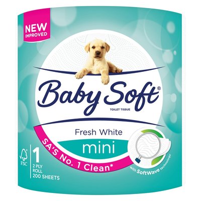 Baby Soft Fresh White Mini 2ply Single Toilet Roll 200 sheets | PnP