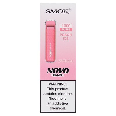 SMOK Novo Bar Pink Peach Ice 5% Nicotine Salt Disposable Vape 3ml 1000 ...