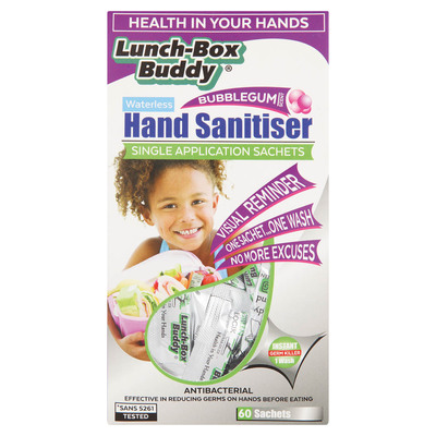 Lunchbox Buddy Bubblegum Hand Sanitiser Single Application Sachet 60 ...
