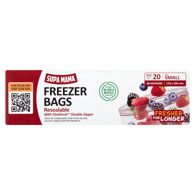 Supa Mama Small Resealable Freezer Bags 20 Pack | PnP