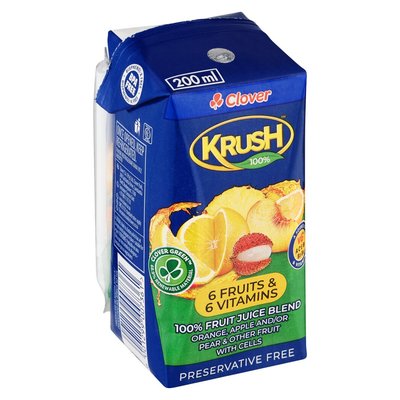 Clover Krush UHT Fruit Juice 100% 6 Fruit & Vitamins 200ml | PnP