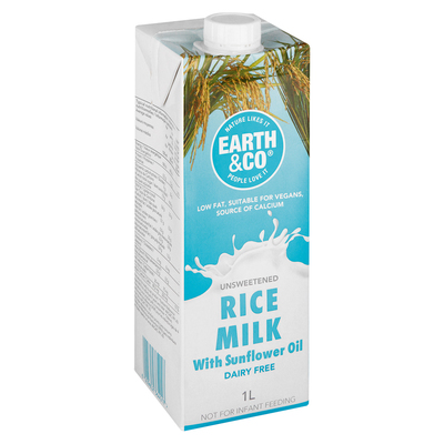 Earth & Co. Dairy Free Unsweetened Rice Milk 1L | PnP
