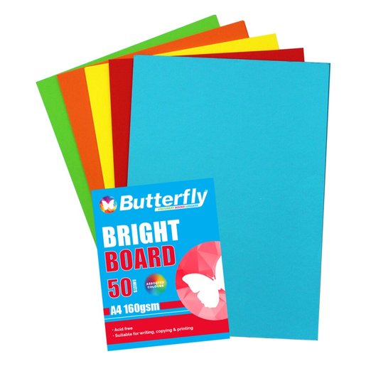 Butterfly A4 Bright Board Mixed 50 Sheets | PnP
