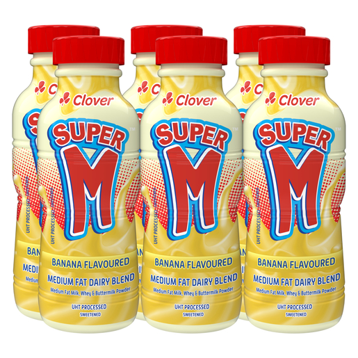 Clover Super M Medium Fat Banana Milk 6 x 300ml | PnP