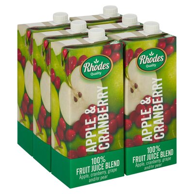 Rhodes Fruit Juice 100% Apple & Cranberry 1l x 6 | Smart Price Specials ...