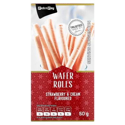 PnP Strawberry & Cream Flavoured Wafer Rolls 50g | PnP