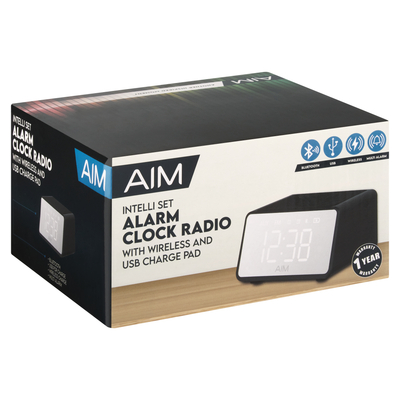 Aim Intelli Set Alarm Clock Radio With Wireless & Usb Charging | PnP