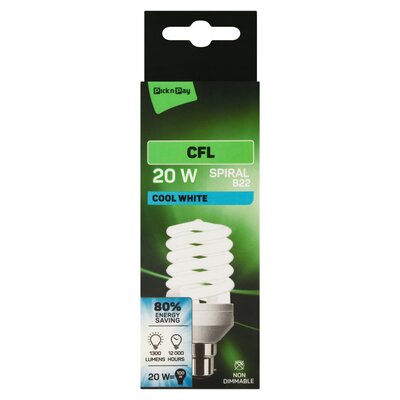 PnP 20w Bayonet Cap Cool White Spiral CFL | PnP