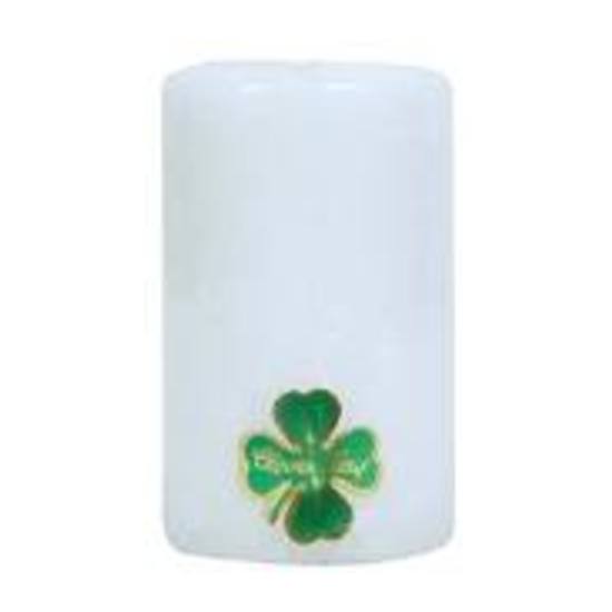 Clover Leaf White Pillar Candle 5 x 8cm | PnP